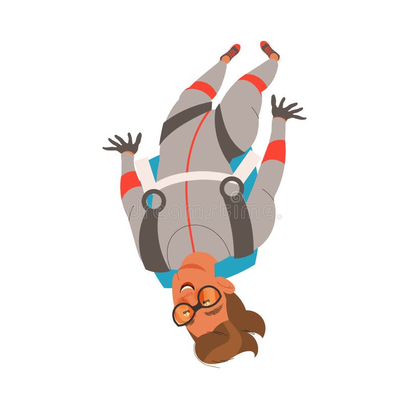 Man Character Skydiving Falling Down with Parachute Vector Illustration ...