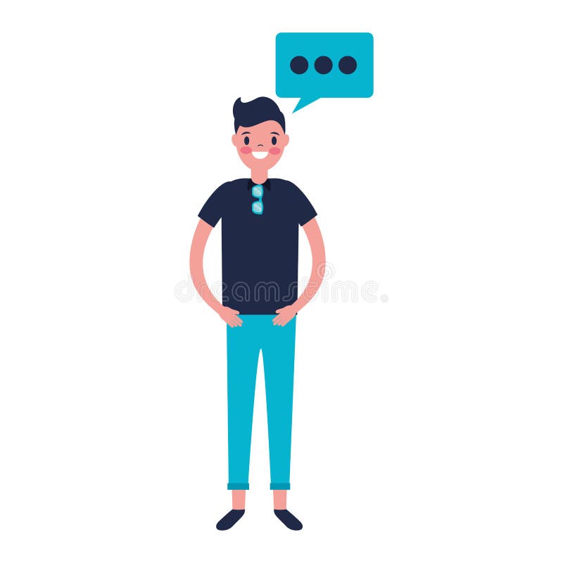 Man Character and Speech Bubble Stock Vector - Illustration of isolated ...