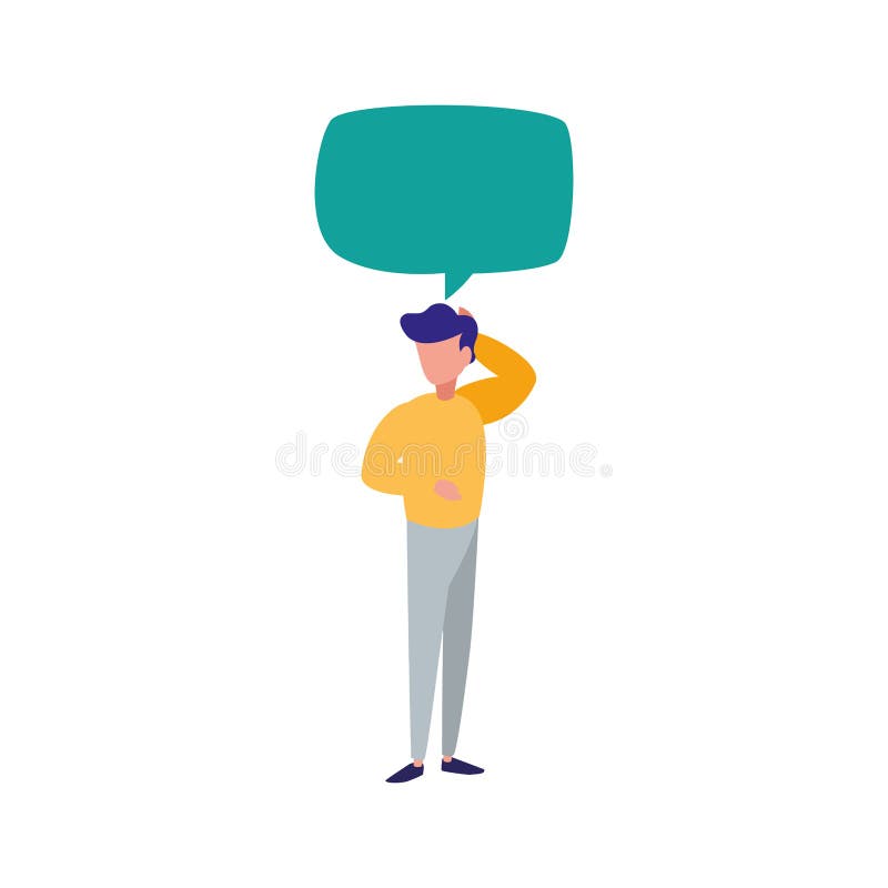 Man Character and Speech Bubble Stock Vector - Illustration of ...