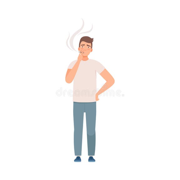 Man Character Stands and Smoke Vector Illustration Stock Vector ...