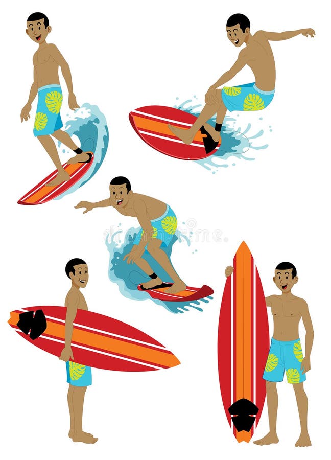 Man character surfing set stock vector. Illustration of hawaii - 149504540