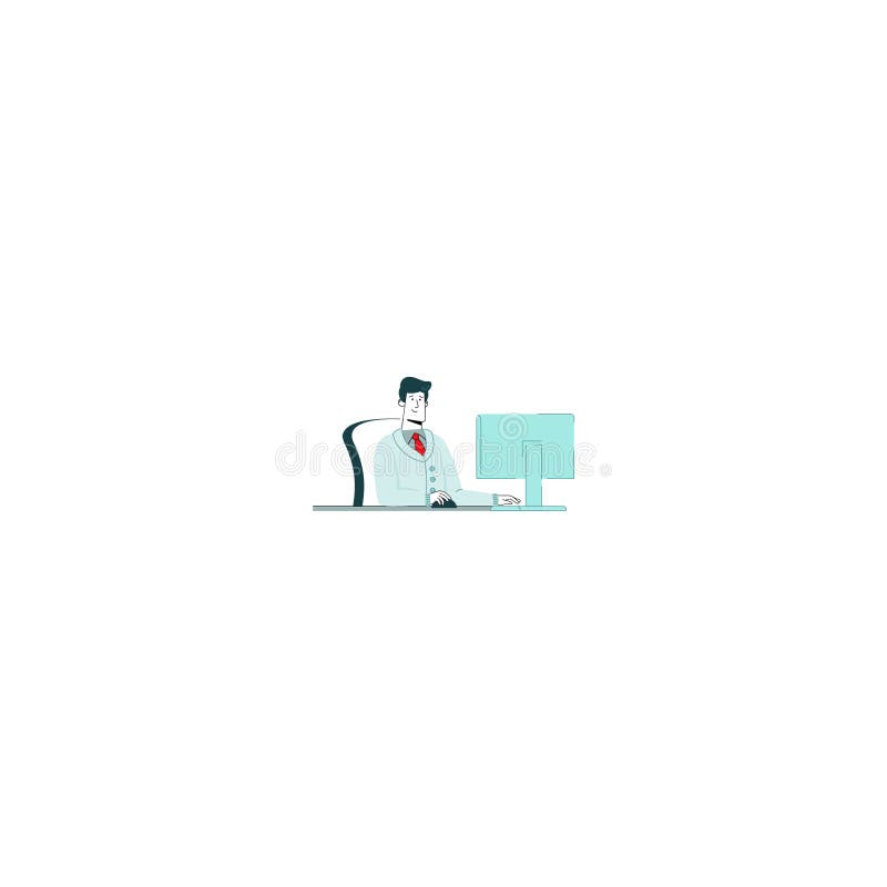 Man Character Working on a Personal Computer 2D Animation, Illustration ...