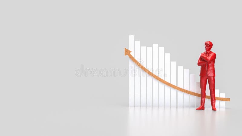 The Man and Chart for Business Concept 3d Rendering Stock Illustration ...
