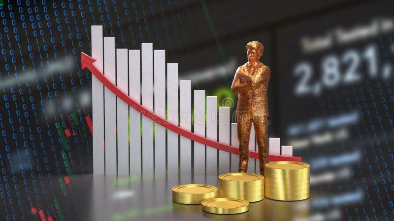 The Man and Chart for Business Concept 3d Rendering Stock Illustration ...