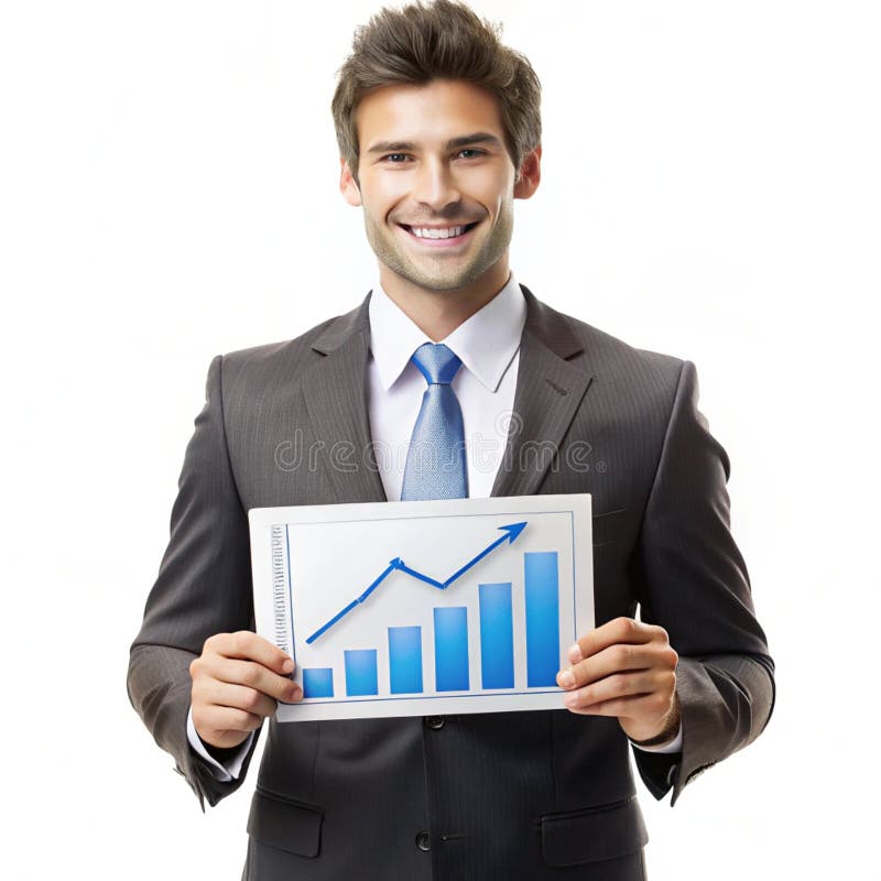 Man with Chart Business Diagram Web Sign Stock Illustration ...