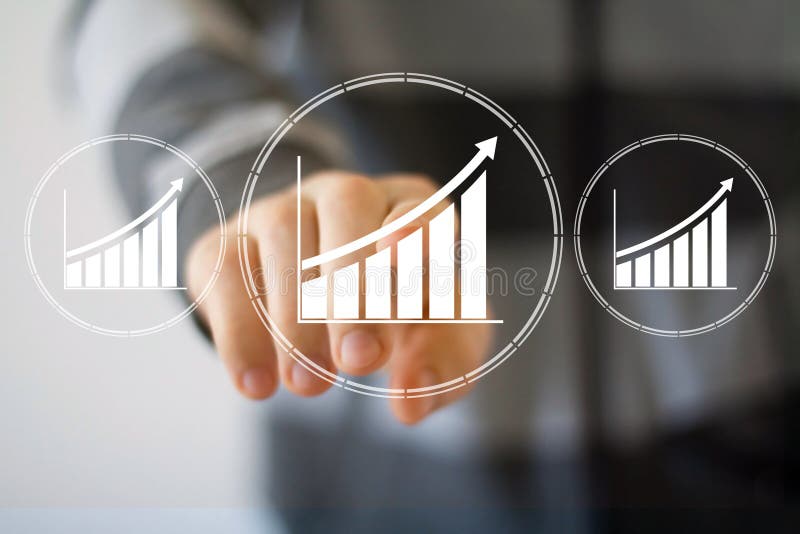 Man with Chart Business Diagram Web Sign Stock Photo - Image of icon ...