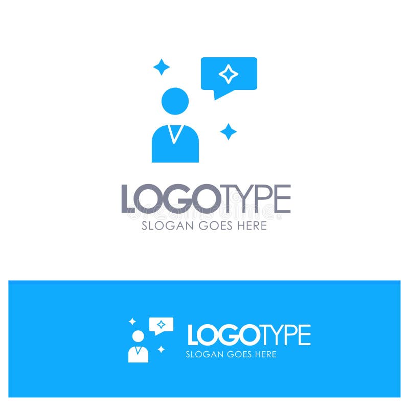 Man Chat, Chatting, Interface Blue Solid Logo with Place for Tagline ...