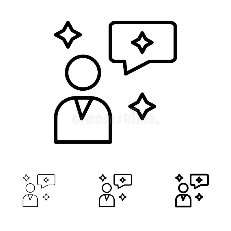 Man Chat, Chatting, Interface Bold and Thin Black Line Icon Set Stock ...