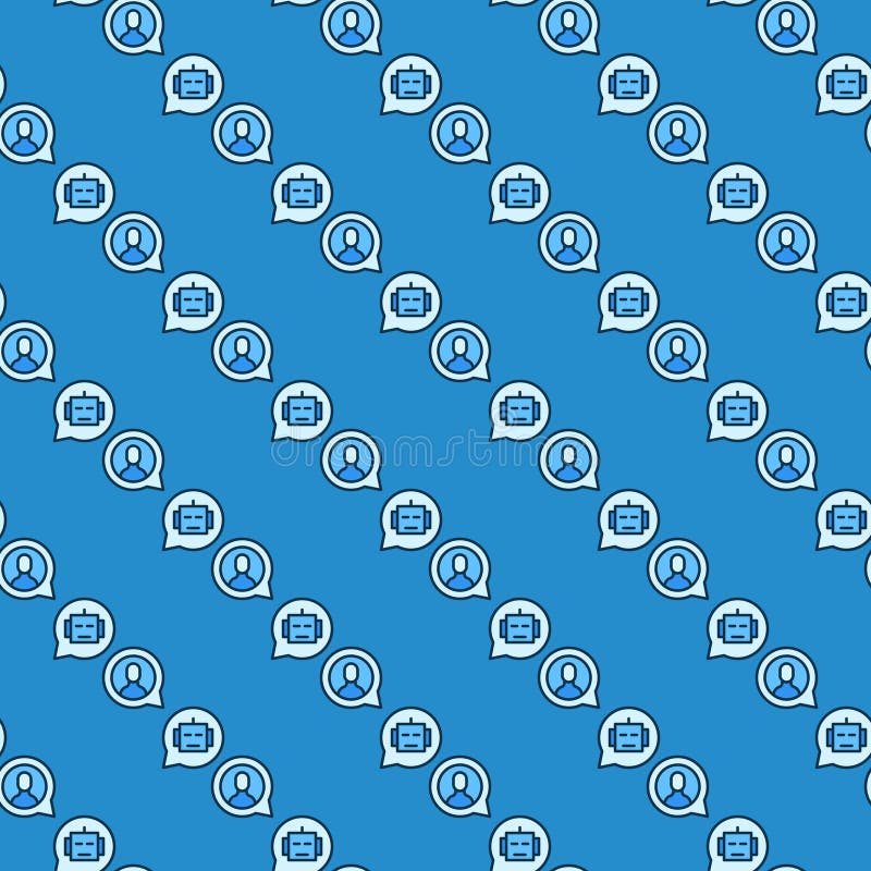 Man and Chatbot in Speech Bubbles Vector Colored Seamless Pattern Stock ... Man and Chatbot in Speech Bubbles Vector Colored Seamless Pattern Stock ...