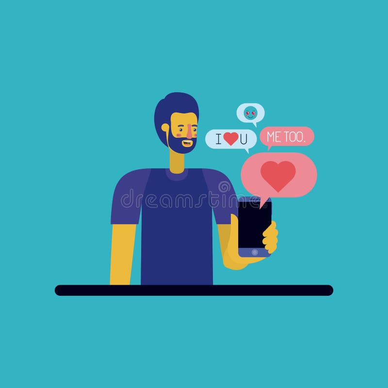 Man Chating with Smartphone Stock Vector - Illustration of online ...