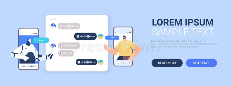 Man Chatting with Chatbot Robotic Assistant by Voice Messages Audio ...