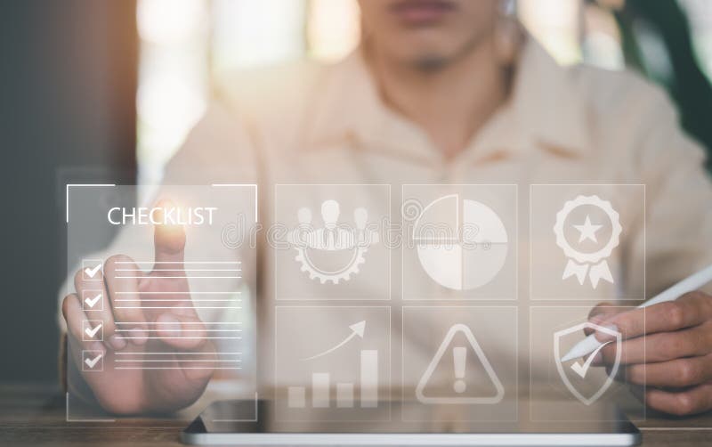 Man Check Mark about Exploring Topics,in the Virtual Form Check Sheet ...