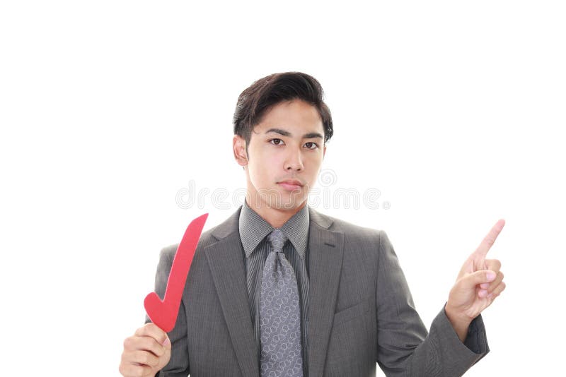 Man with a check mark stock image. Image of mark, happy - 56951565