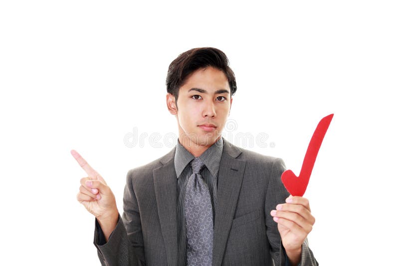 Man with a check mark stock photo. Image of healthy, japan - 56951694