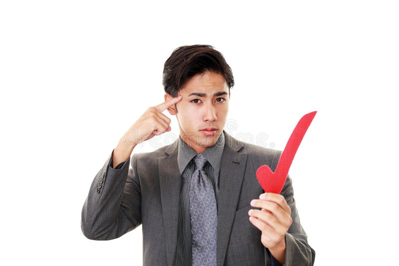 Man with a check mark stock photo. Image of salesman - 56951750