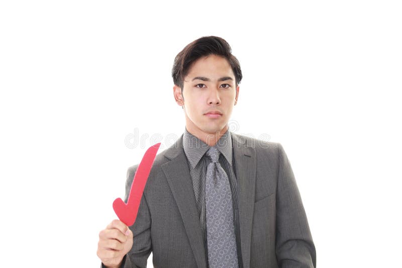Man with a check mark stock photo. Image of energetic - 57020486