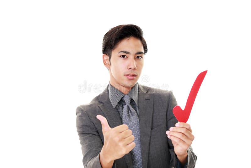 Man with a check mark stock image. Image of blank, bright - 57020763