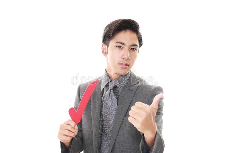 Man with a check mark stock image. Image of motivated - 57168973