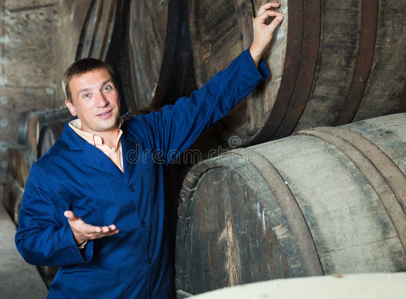 Man Checking Ageing Barrel Process Stock Photo - Image of european ...