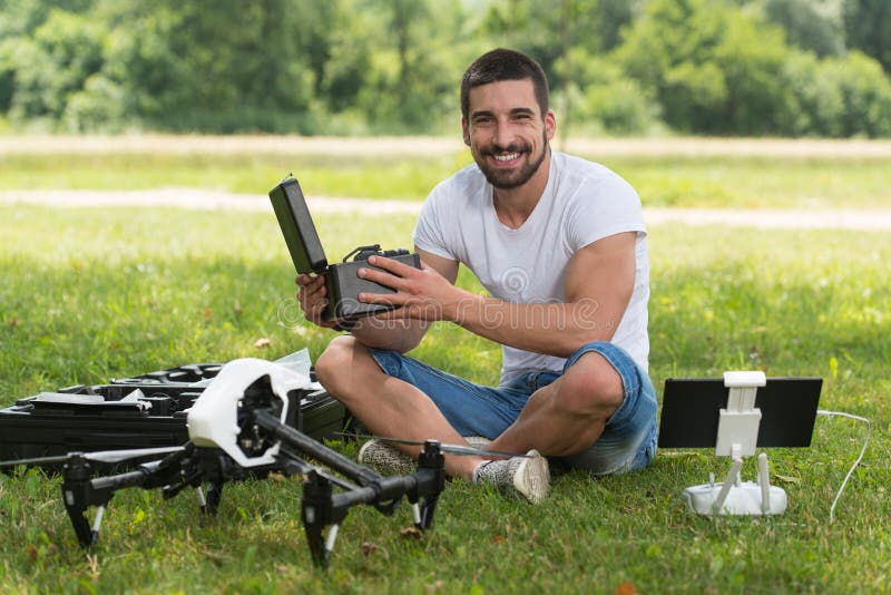 Man Checking the Camera from a Drone Stock Photo - Image of person ...
