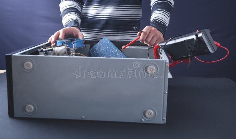 Checking the Computer Microchip Stock Photo - Image of glove, analyzing ...