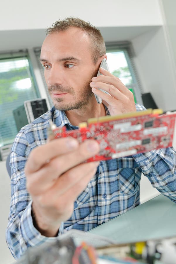 Man Checking Computer Processor Chip Stock Image - Image of ...
