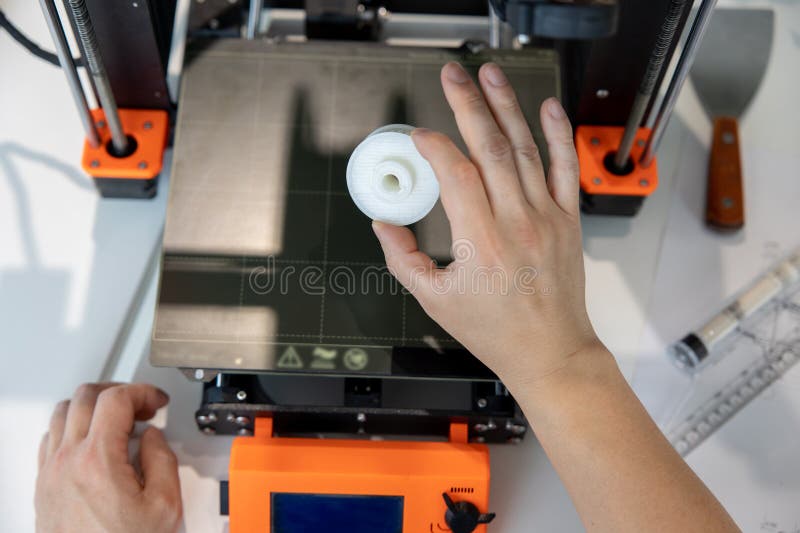 Man Checking 3d Printer, Process of Making Things on 3d Printer in ...