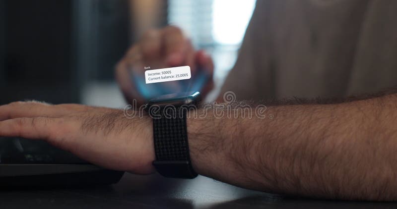 Man Checking 3d Rendering Incoming Notification on Smart Watch ...