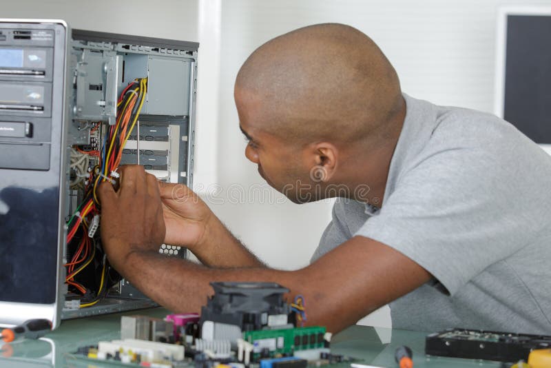 Man Checking Electrical Panel Stock Image - Image of worker, technician ...