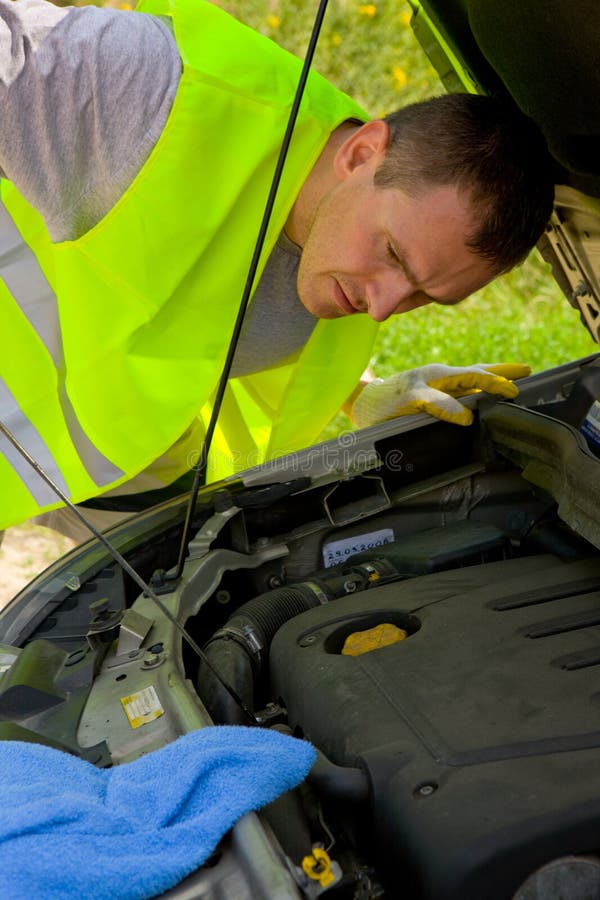 Man Checking Engine stock image. Image of people, transportation - 5891315