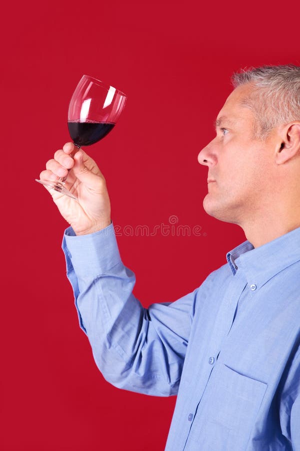 Man Observing Color in Wine Stock Image - Image of close, grapes: 11076293