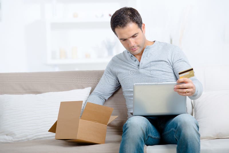 Man checking delivery stock photo. Image of send, purchase - 151235498