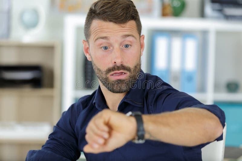 Man checking time watch stock image. Image of skyline - 271108029