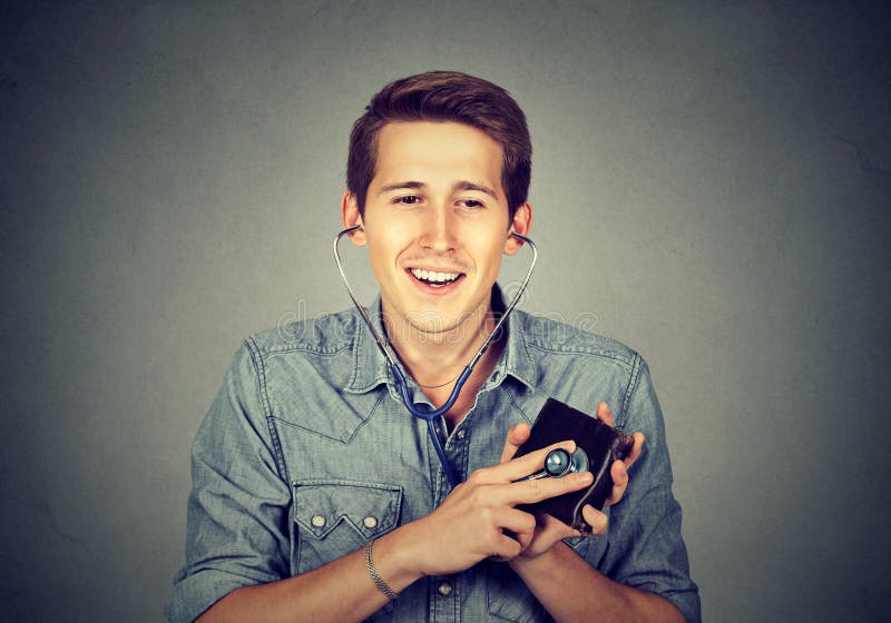 Man Checking Wallet with Stethoscope. Stock Image - Image of business ...