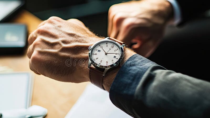 Man Checking Wristwatch, Time Management Concept Stock Illustration ...