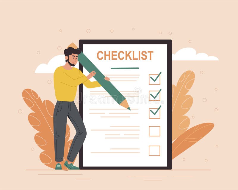 Man with checklist stock vector. Illustration of office - 247592598
