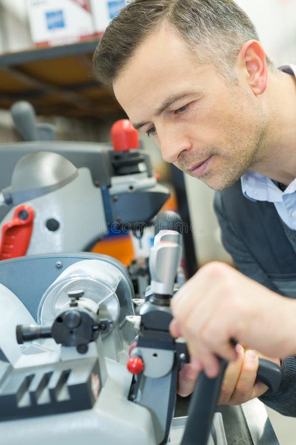 Man Checks Technician Worker at Metal Machine Stock Image - Image of ...