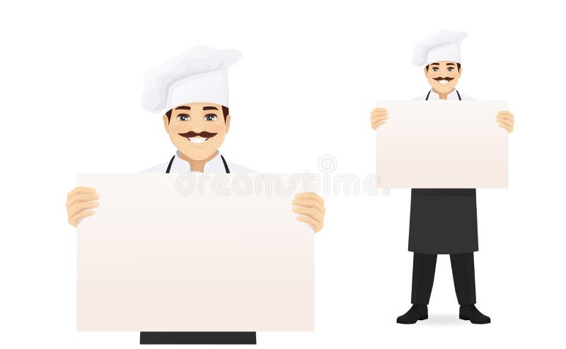 Man chef with blank board stock vector. Illustration of cartoon - 227932959