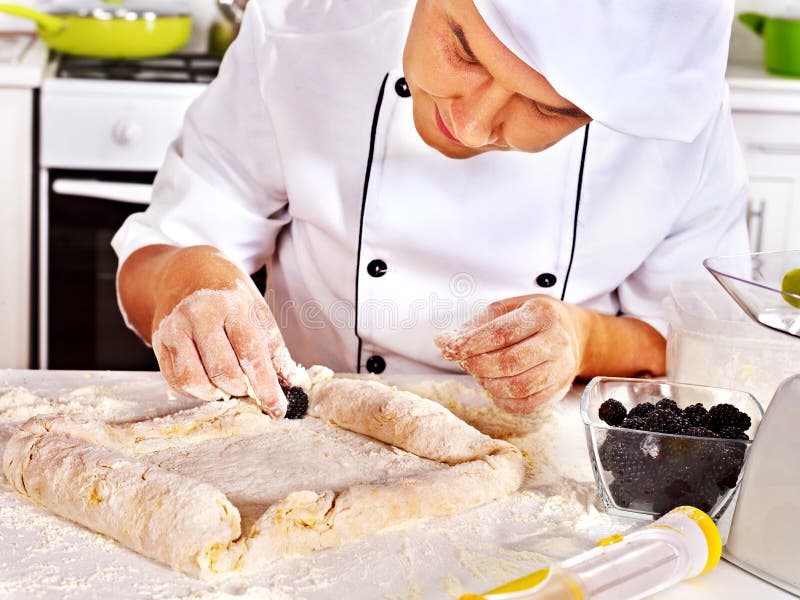 Man in Chef Hat Cooking Chicken Stock Photo - Image of cuisine, dinner ...