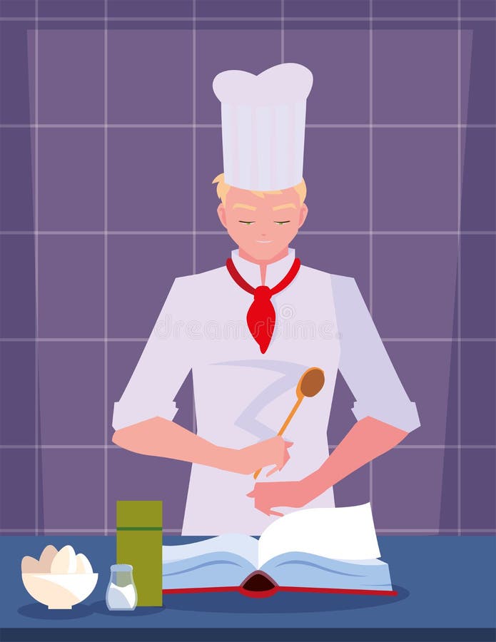 Man Chef Preparation Cooking Vector Ilustration Stock Illustration ...