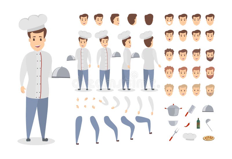 Man chef set. stock vector. Illustration of back, clothing - 117145582