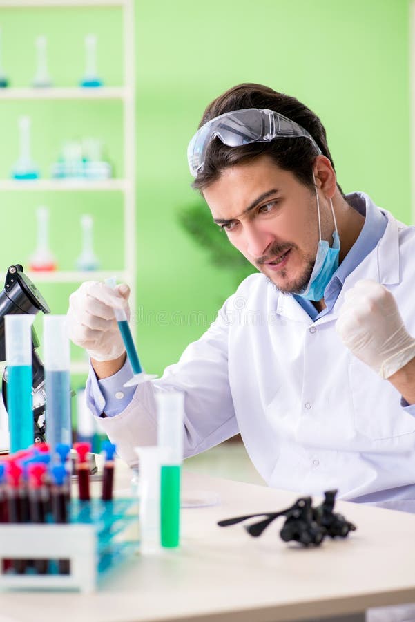 The Man Chemist Working in the Lab Stock Image - Image of biochemistry ...