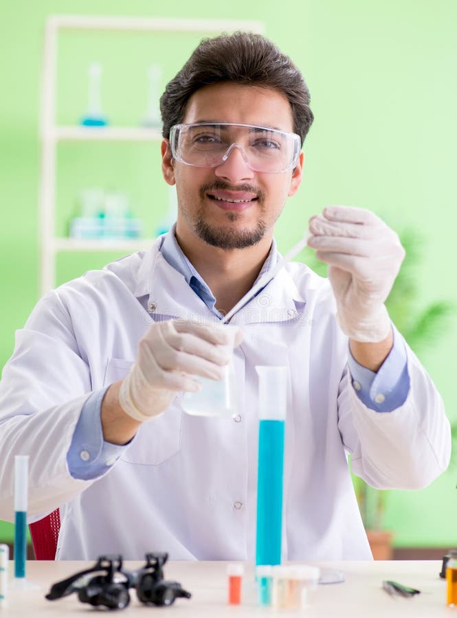 Man Chemist Working in the Lab Stock Photo - Image of medical, glass ...