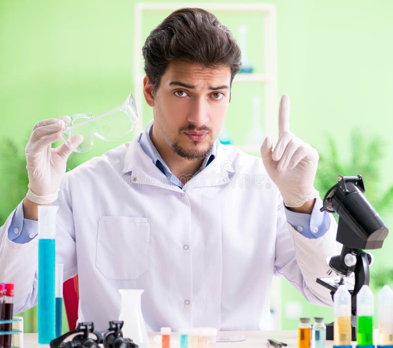 Man Chemist Working in the Lab Stock Photo - Image of chemist, flask ...
