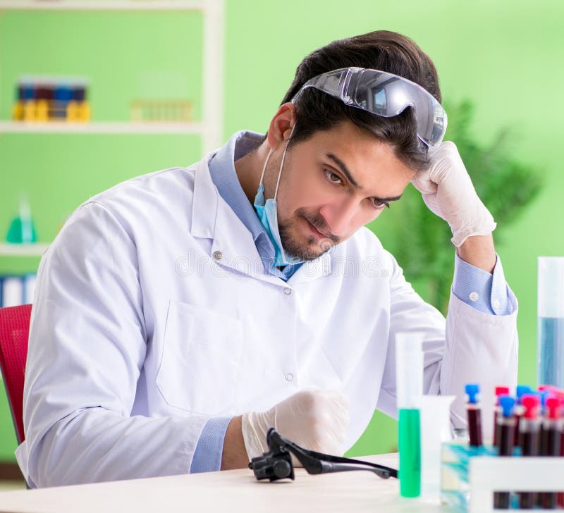 Man Chemist Working in the Lab Stock Photo - Image of frustration ...