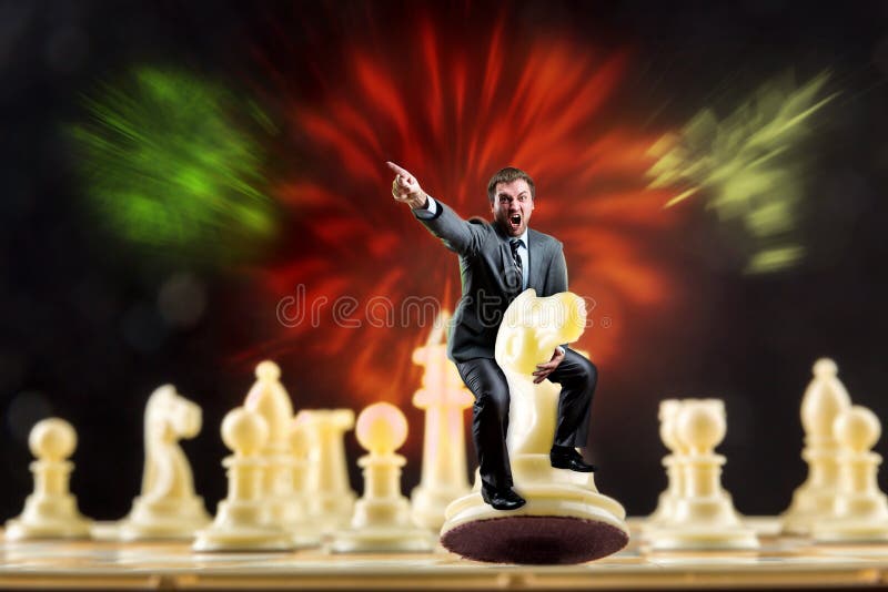Man Chess Figure Mad Businessman Knight Board Stock Photos - Free ...
