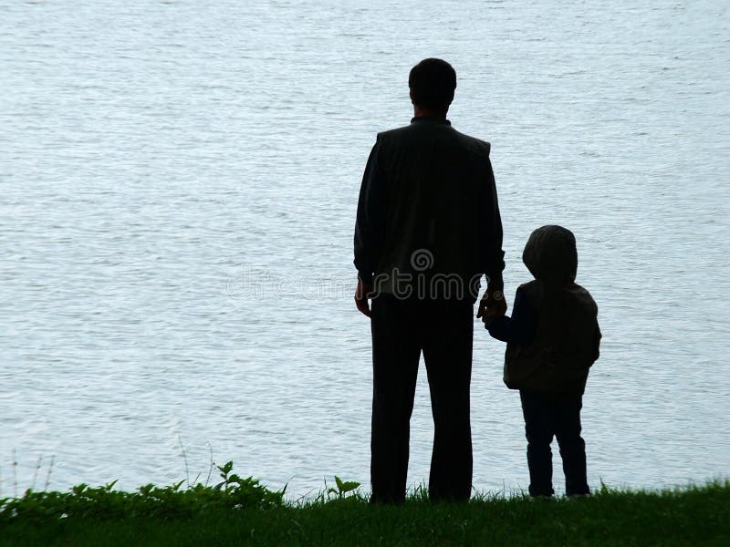 Man and Child Silhouette at Evening Stock Image - Image of grandfather ...