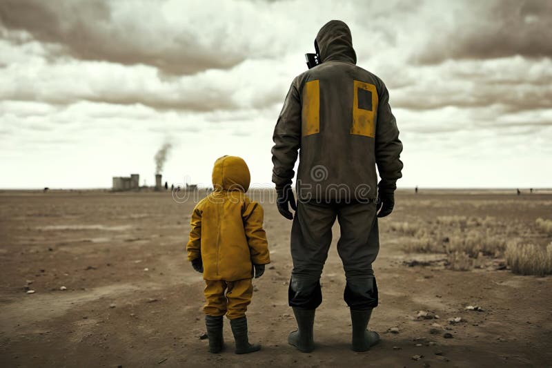 Child Looking at Dystopian Destruction, Generative AI Illustration ...