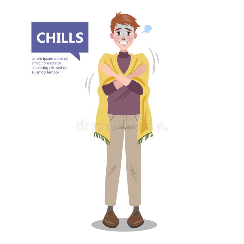 Man with a Chill. Symptom of Disease Stock Vector - Illustration of ...