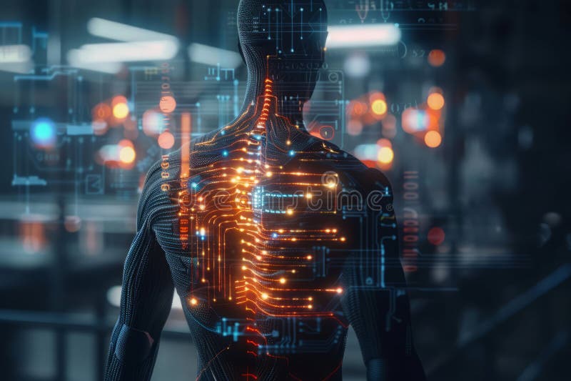 Man with Chip Installed in His Body. Bioengineering Technology Stock ...